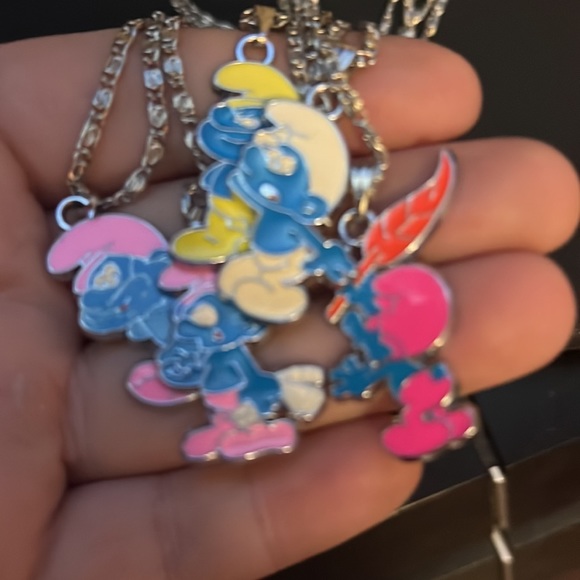 Vintage | Jewelry | New Vintage 98s90s Era Silver Neon Smurfs Cartoon ...